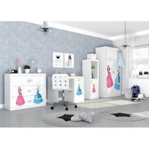 Zestaw mebli 4 elementy biurko + komoda + szafa + regał wąski, grafika ...