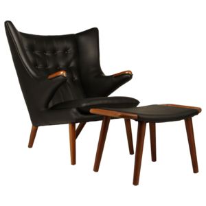 Fotel z podnóżkiem insp. Papa Bear Chair - skóra naturalna | FAVI.pl